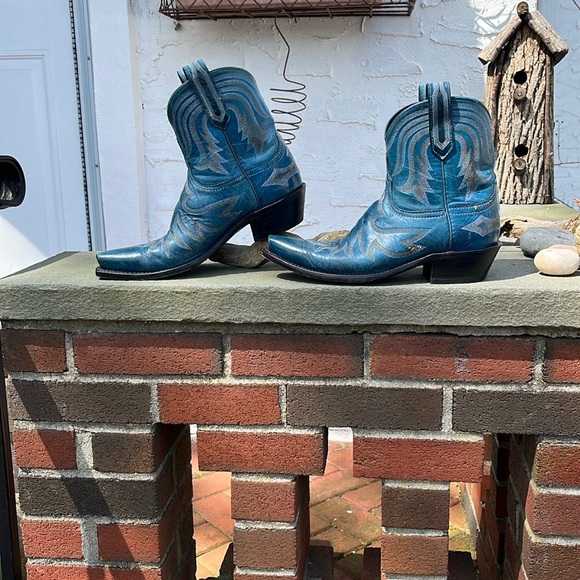 Lucchese | Shoes | Lucchese Pris Blue Western Boots With Embroidered ...